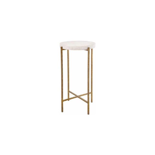 agatha round side table antiqued gold pieced agate - Olystudio.com