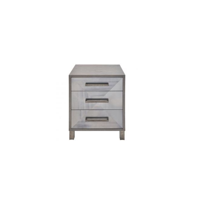parker bedside table antiqued silver driftwood standard - Olystudio.com