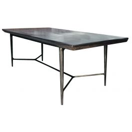 ray-dining-table-rectangle-patinaed-aluminum-coal-rustic-resin - Olystudio.com